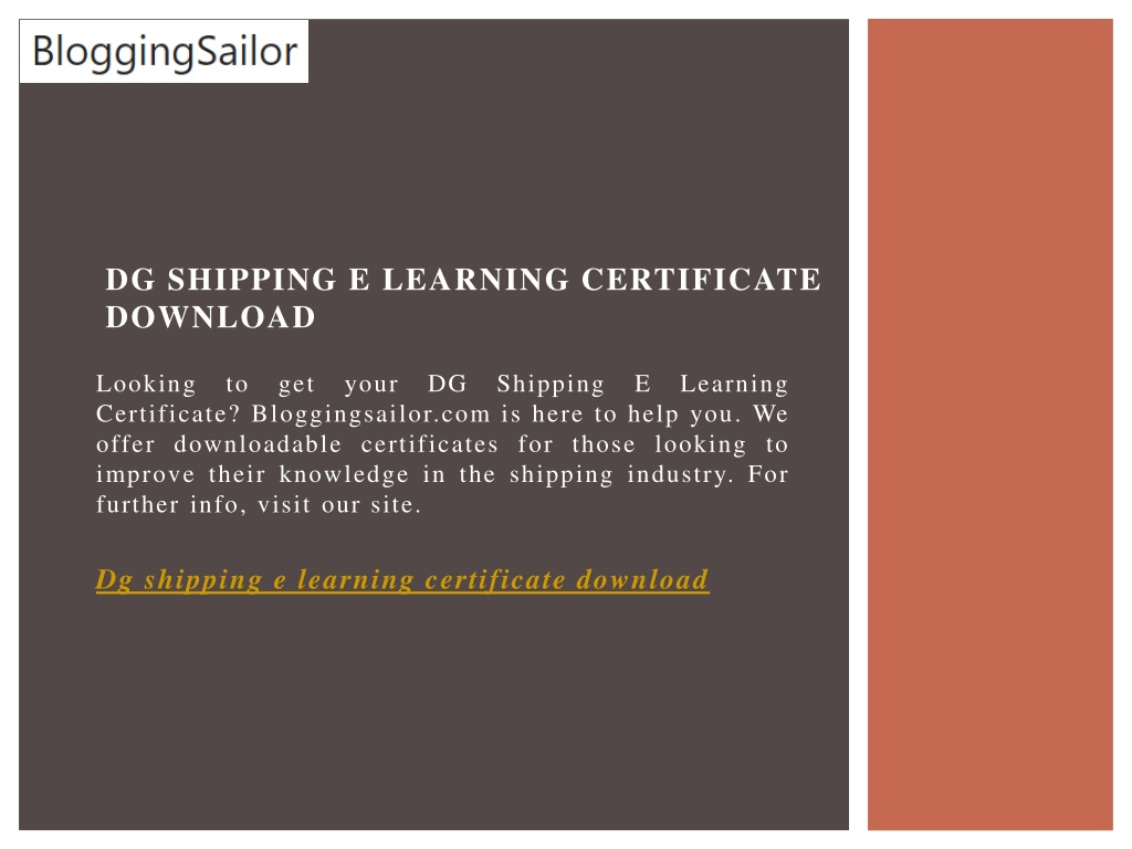 PPT - Dg Shipping E Learning Certificate Download Bloggingsailor.com ...