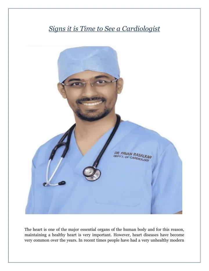 Ppt Signs It Is Time To See A Cardiologist Powerpoint Presentation