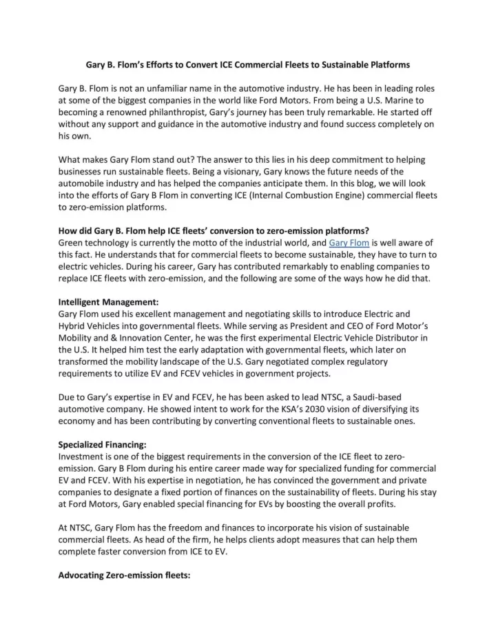 PPT - Gary Flom efforts for converting ICE to sustainable platforms ...