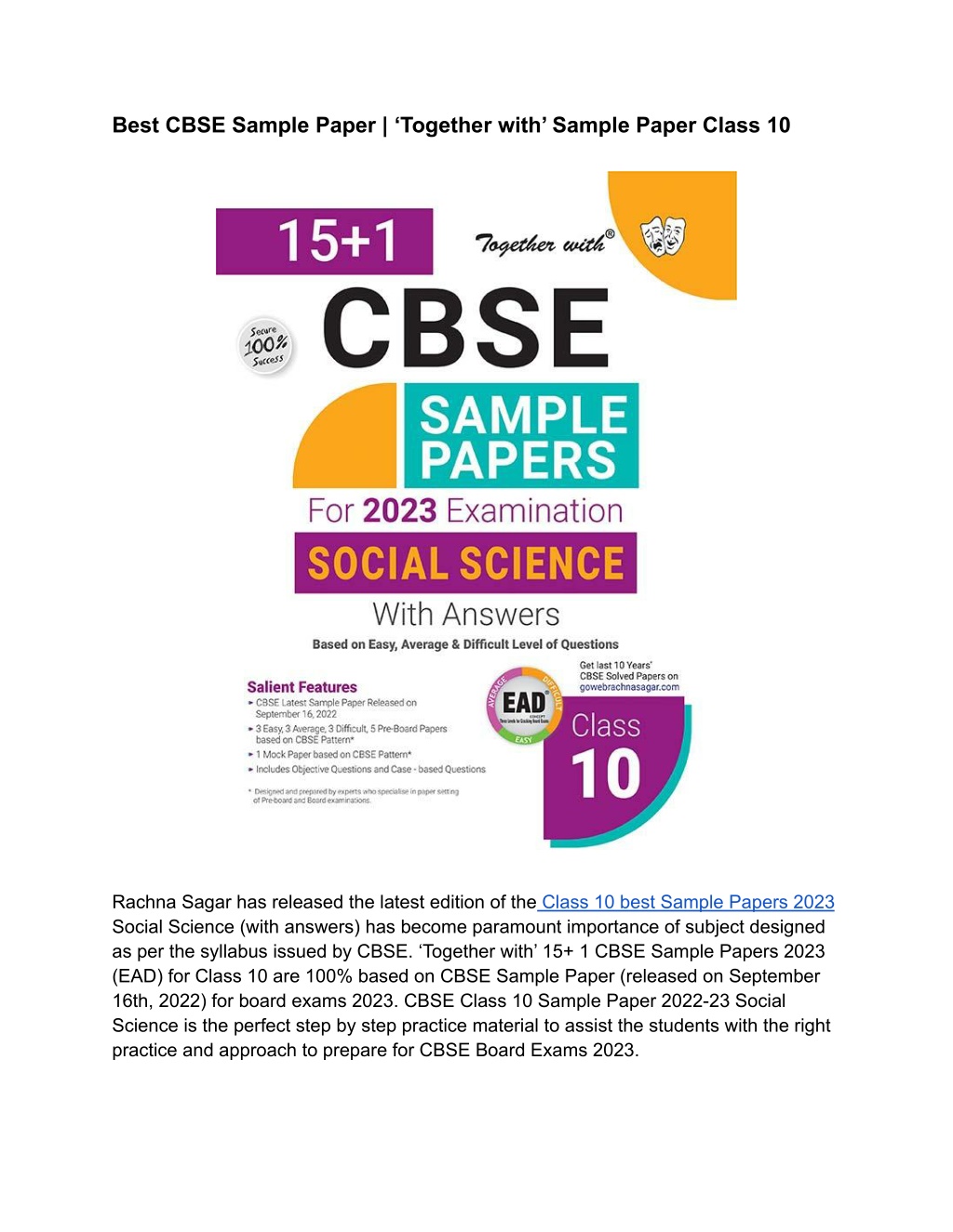 PPT - Best CBSE Sample Paper _ ‘Together with’ Sample Paper Class 10 ...