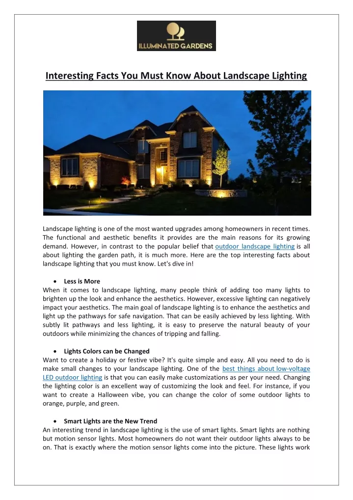 Ppt Outdoor Landscape Lighting 5 Interesting Facts You Must Know
