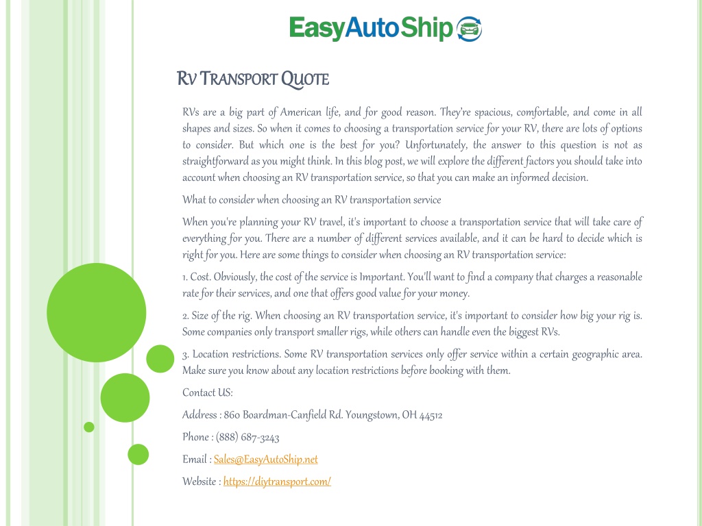 PPT - Rv Transport Quote PowerPoint Presentation, free download - ID ...