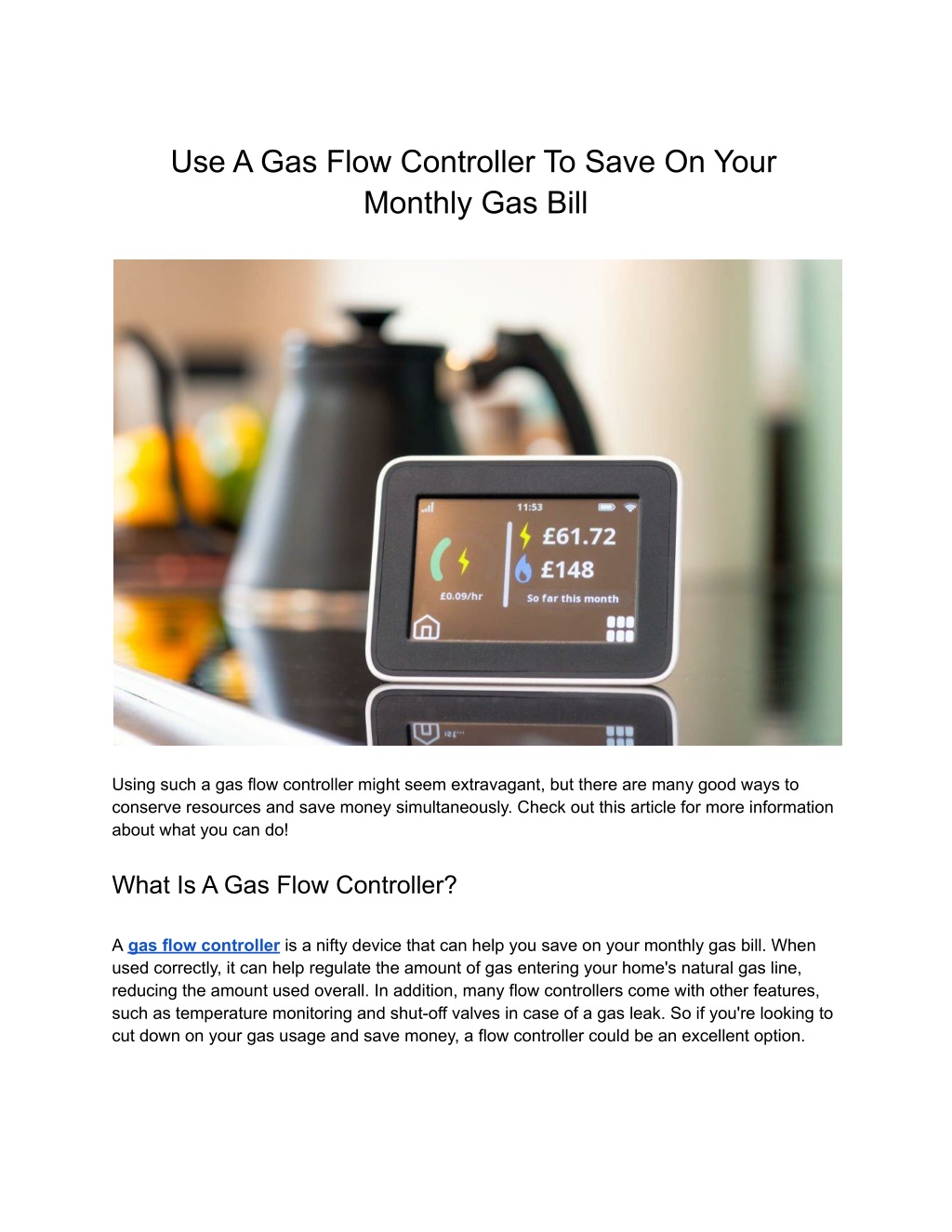 PPT - Gas Flow Controller To Save On Your Monthly Gas Bill PowerPoint ...