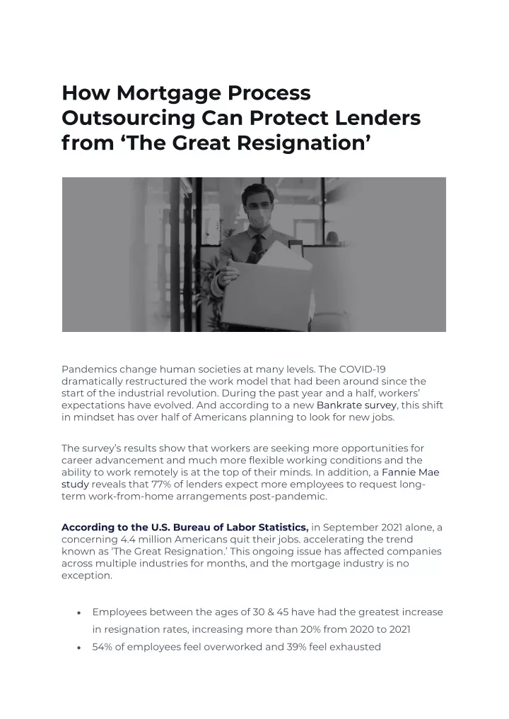PPT - How Mortgage Process Outsourcing Can Protect Lenders from ‘The Great Resignation ...