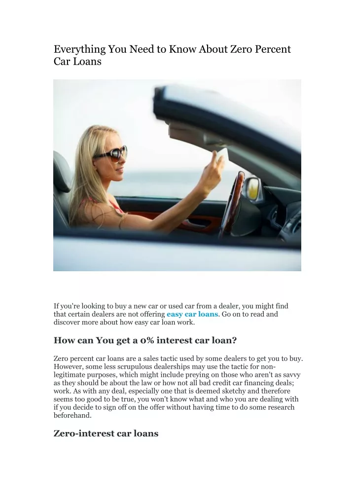 PPT - Everything You Need to Know About Zero Percent Car PowerPoint ...