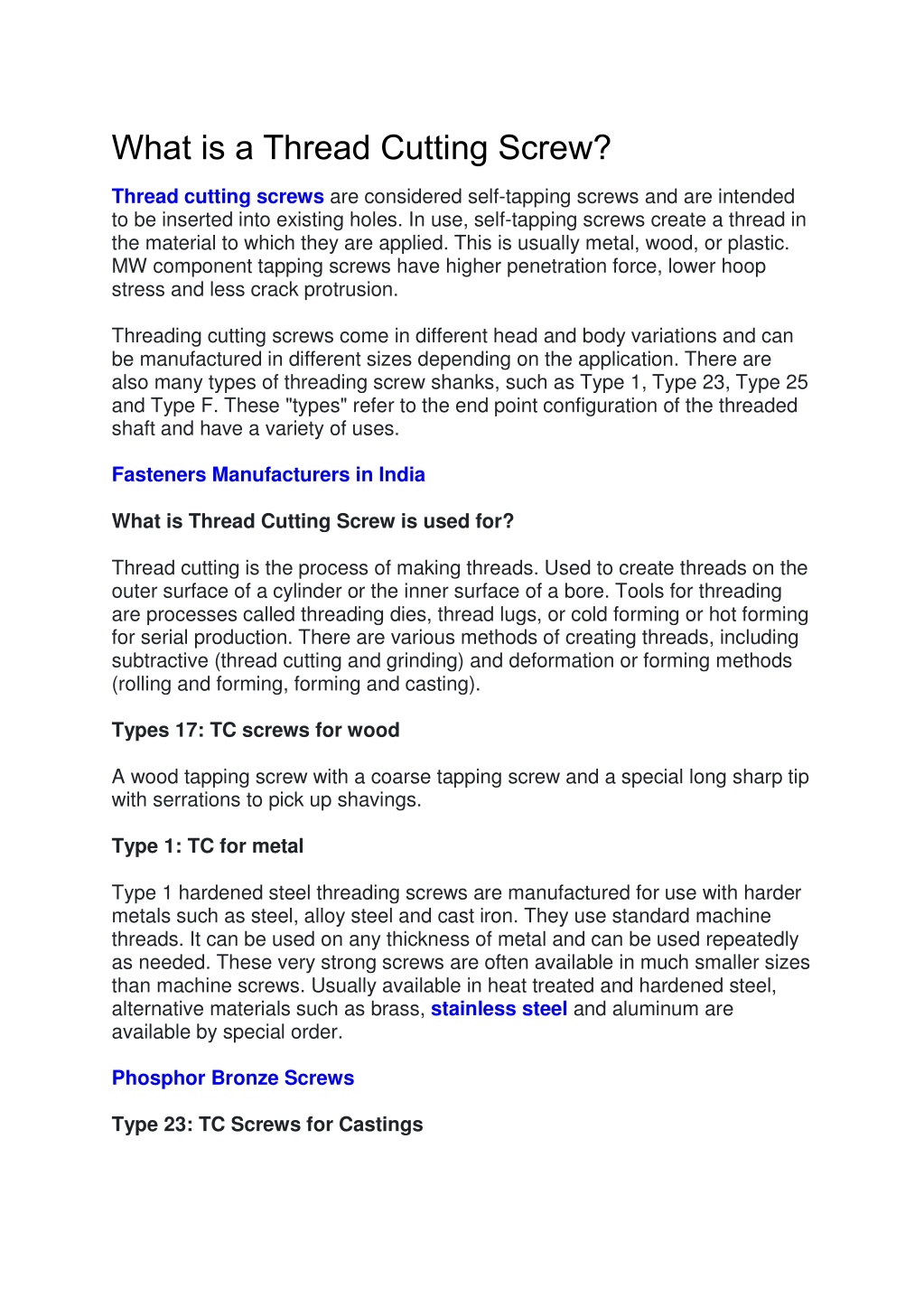 PPT - 28 What is a Thread Cutting Screw PowerPoint Presentation, free ...