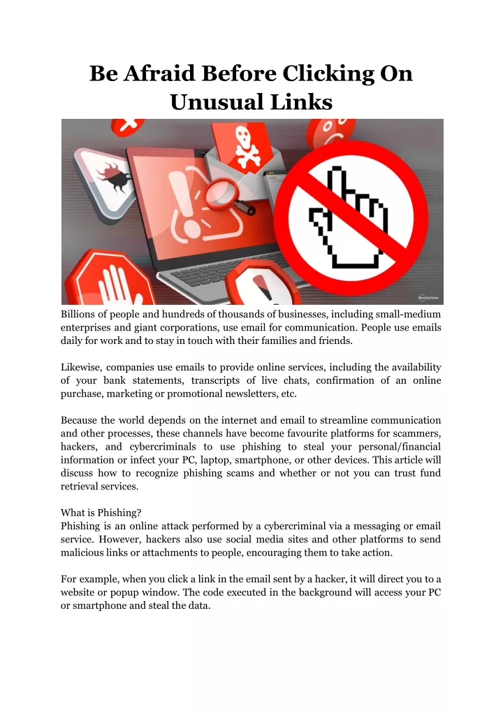 Ppt Be Afraid Before Clicking On Unusual Links Powerpoint Presentation Id11750559