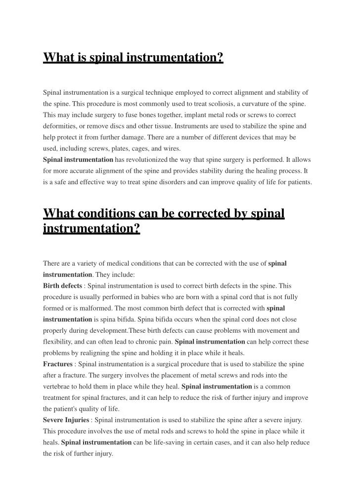 PPT - Spinal instrumentation surgery in Delhi PowerPoint Presentation ...