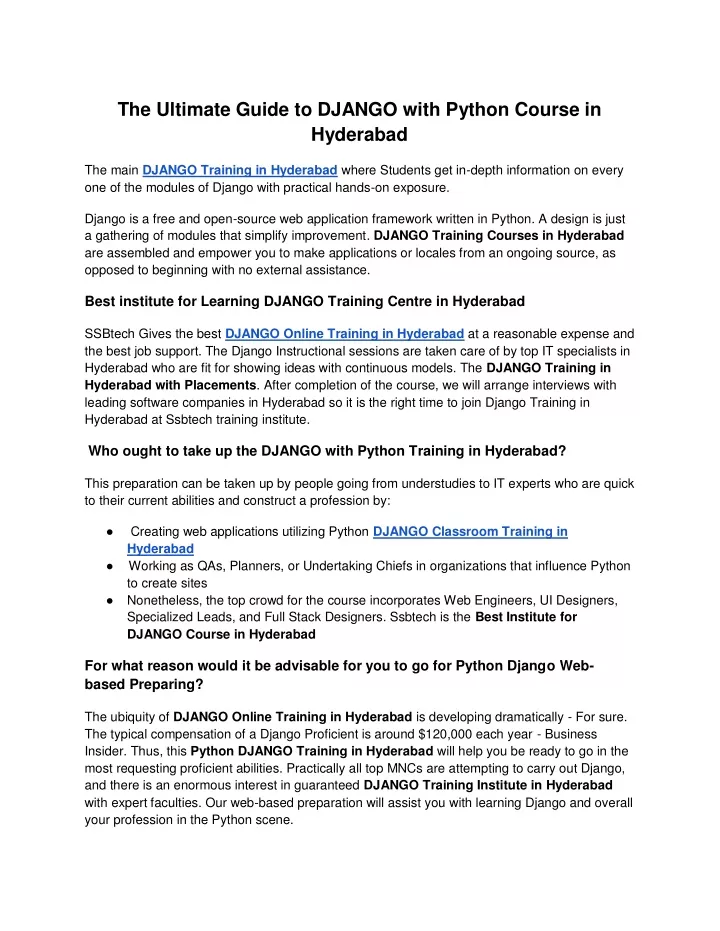 PPT - Best DJANGO with Python Online Training Institute in Hyderabad ... PPT - Best DJANGO with Python Online Training Institute in Hyderabad ...