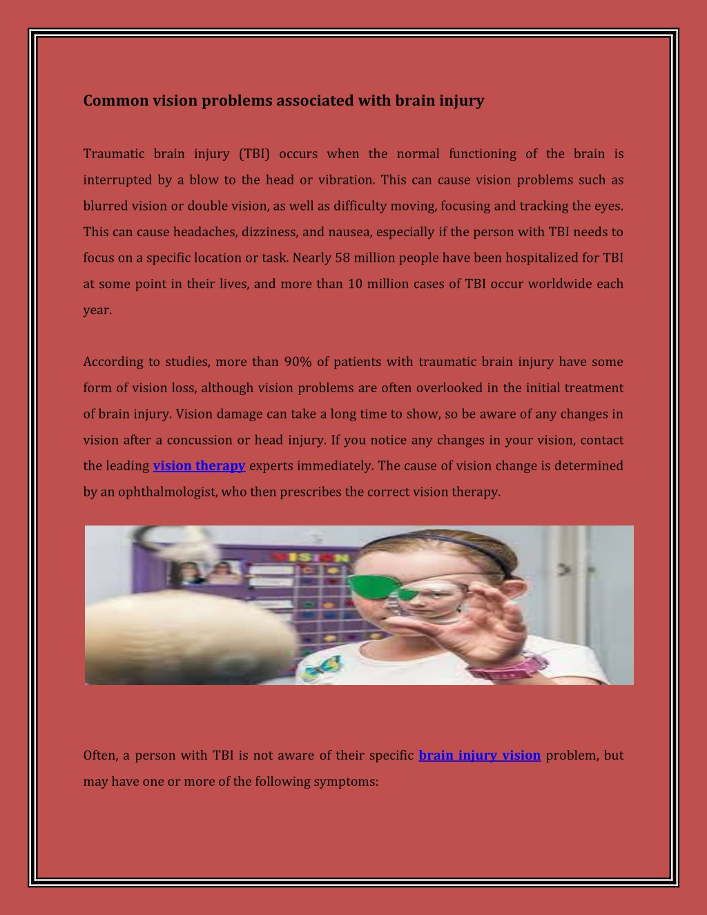 PPT - Common vision problems associated with brain injury PowerPoint ...