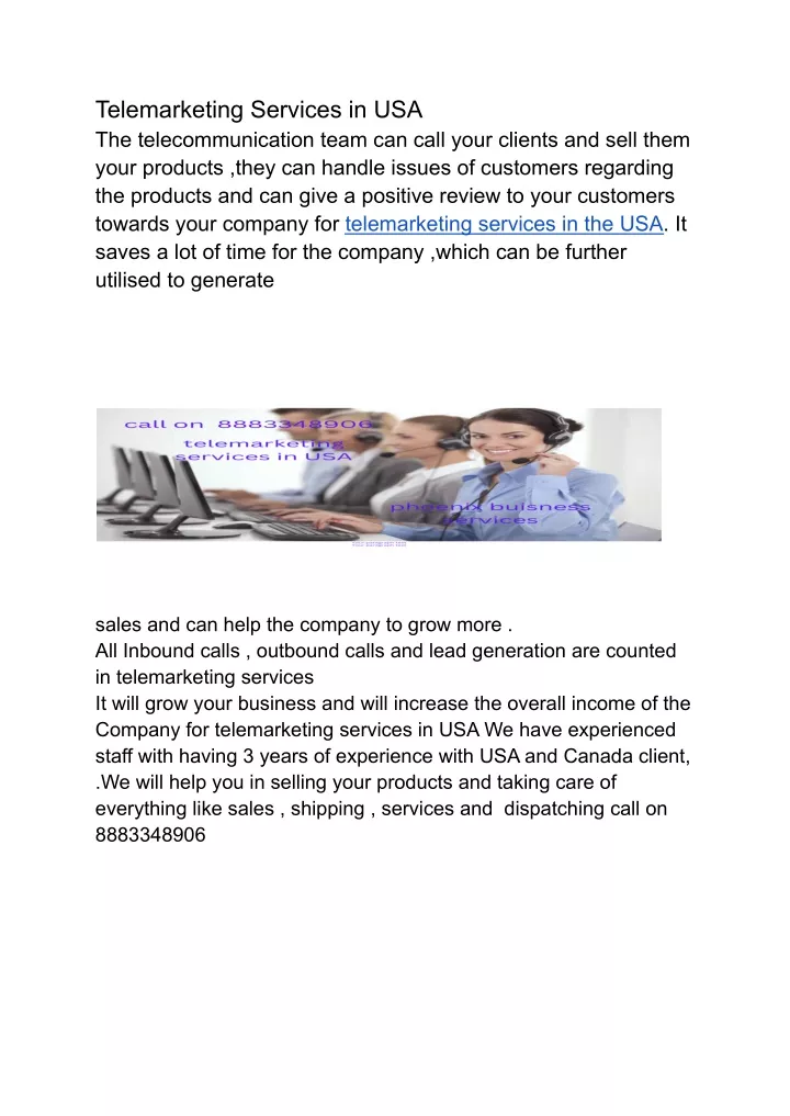 PPT - Telemarketing services USA PowerPoint Presentation, free download ...