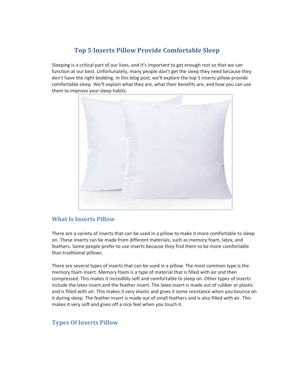 PPT - Top 5 Inserts Pillow Provide Comfortable Sleep PowerPoint ...