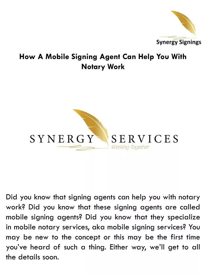 PPT - How A Mobile Signing Agent Can Help You With Notary Work ...