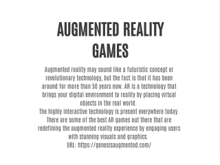 PPT - AUGMENTED REALITY GAMES PowerPoint Presentation, free download ...