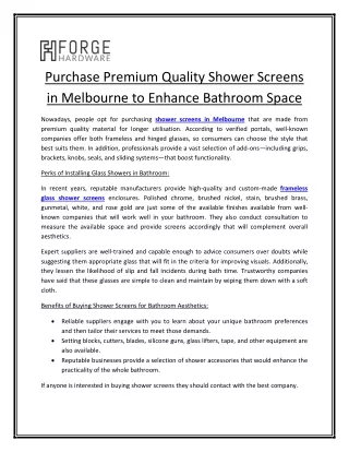 PPT - Purchase Premium Quality Shower Screens in Melbourne to Enhance ...