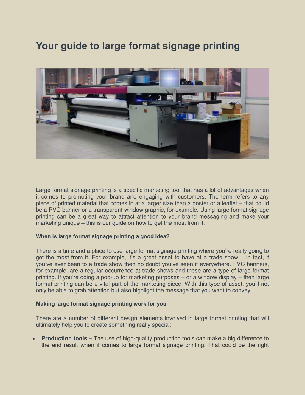 PPT - Your guide to large format signage printing - CDP Print Management PowerPoint Presentation ...