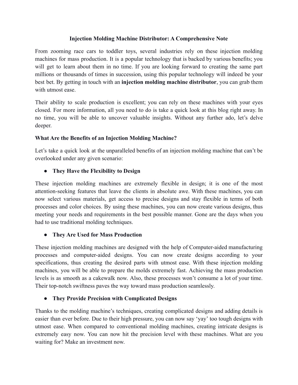PPT - Injection Molding Machine Distributor_ A Comprehensive Note.docx ...