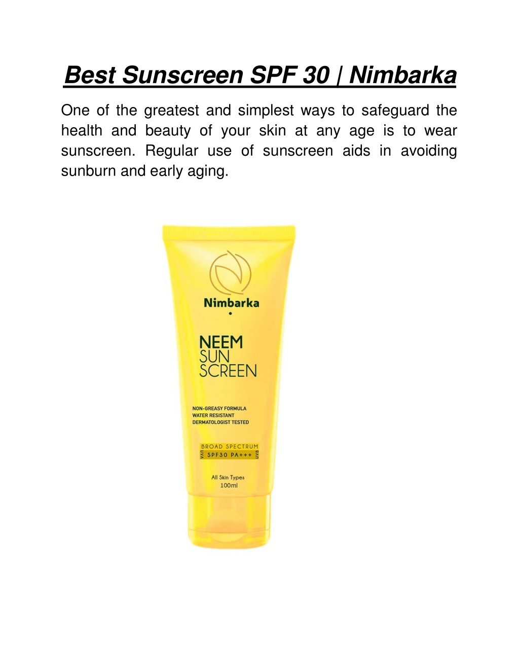 PPT - Best Sunscreen SPF 30 | Nimbarka PowerPoint Presentation, free download - ID:11769980
