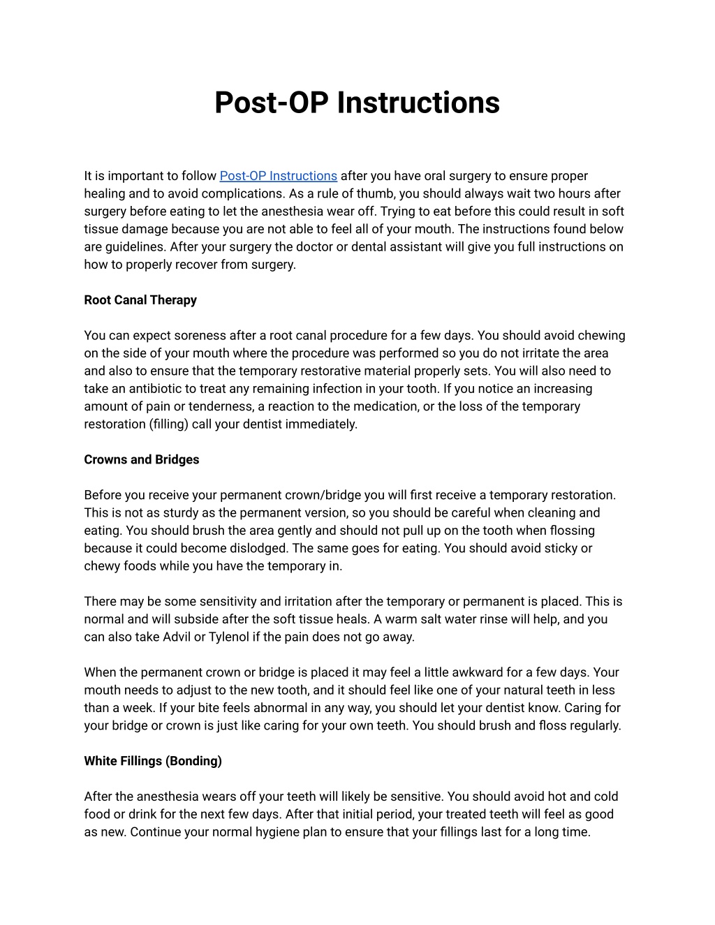 PPT - Post-OP Instructions PowerPoint Presentation, free download - ID:11772637