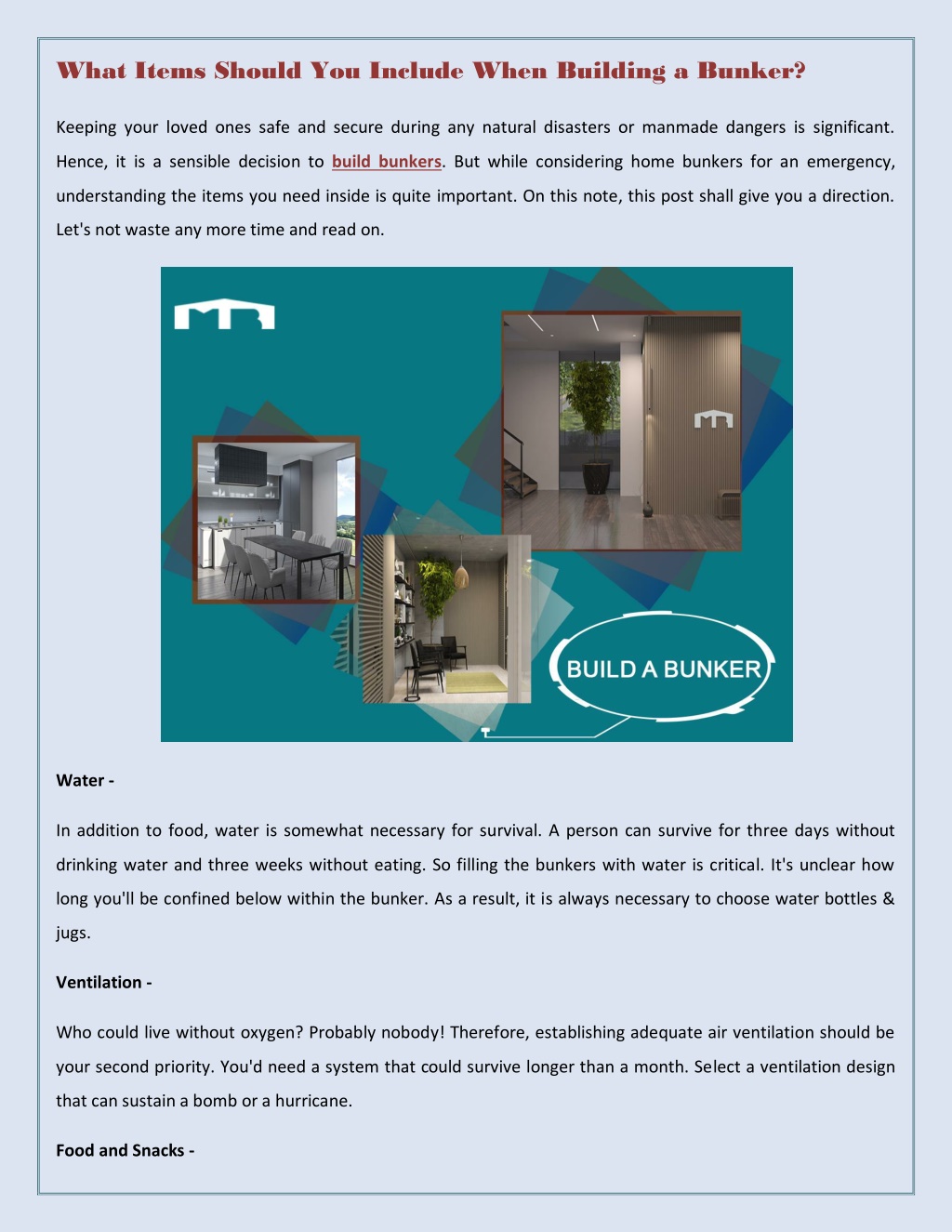 PPT - What Items Should You Include When Building a Bunker PowerPoint ...