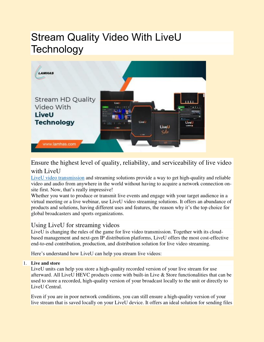 PPT - Stream Quality Video With LiveU Technology PowerPoint ...