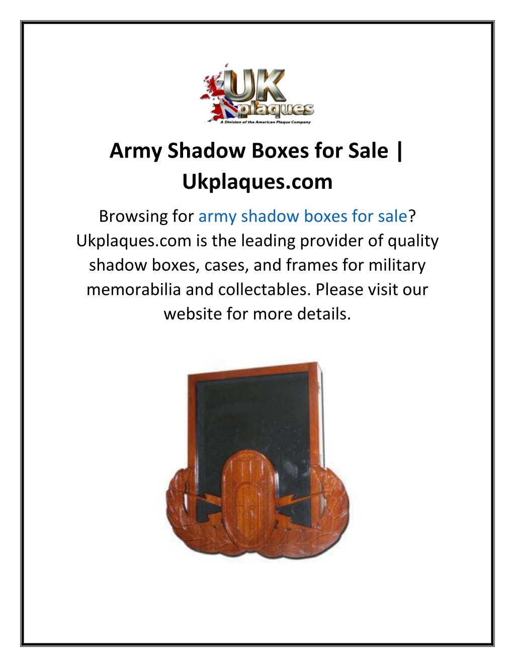 PPT - Army Shadow Boxes for Sale Ukplaques.com PowerPoint Presentation ...