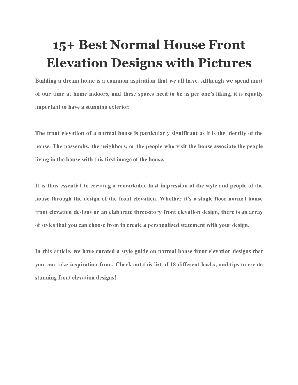 PPT - 15 Best Normal House Front Elevation Designs with Pictures ...