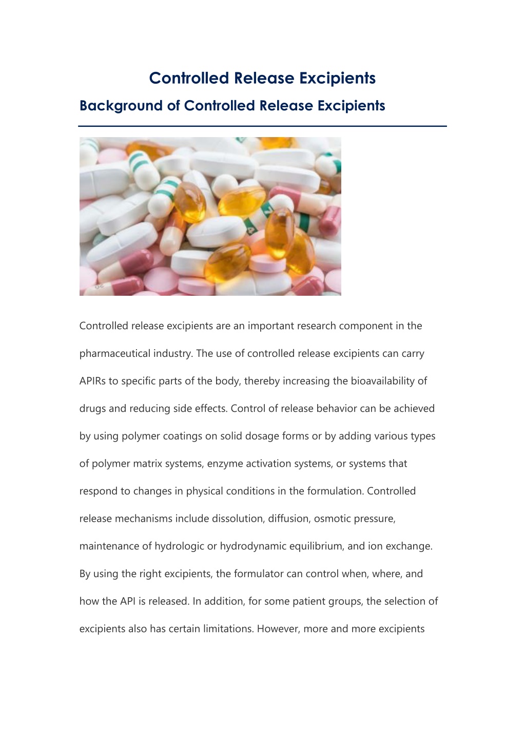 PPT - Controlled Release Excipients PowerPoint Presentation, free ...