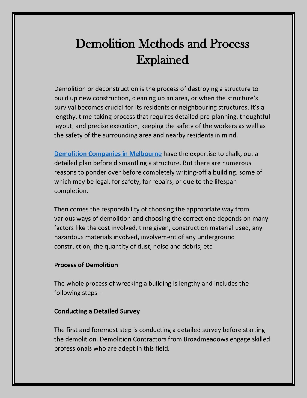 PPT - Demolition Methods and Process Explained PowerPoint Presentation ...