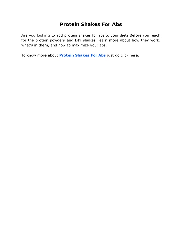 PPT - Protein Shakes For Abs PowerPoint Presentation, free download ...