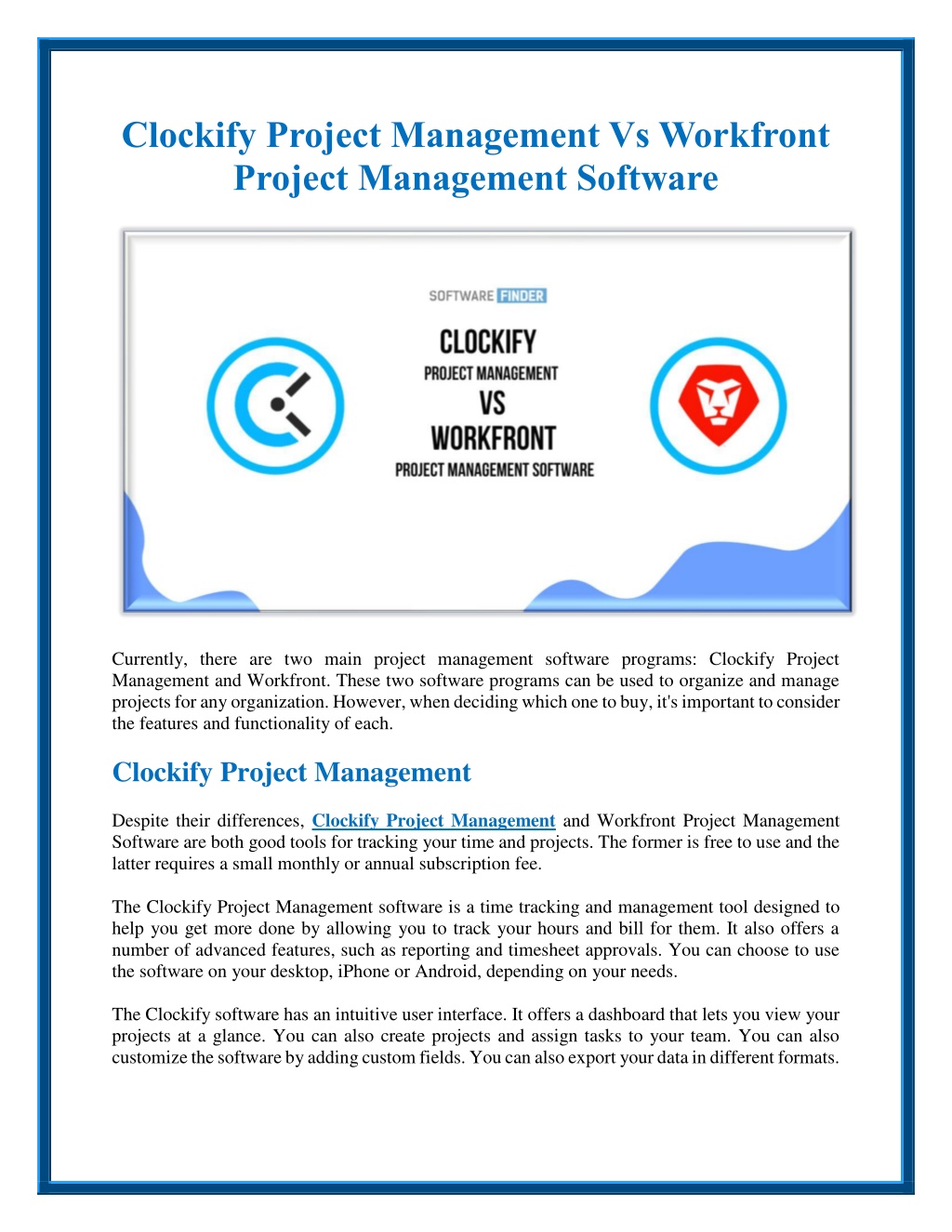 PPT - Clockify Project Management Vs Workfront Project Management Software PowerPoint ...