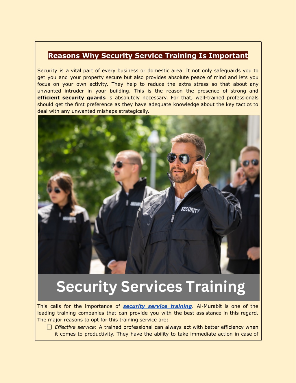 PPT - Reasons Why Security Service Training Is Important PowerPoint ...