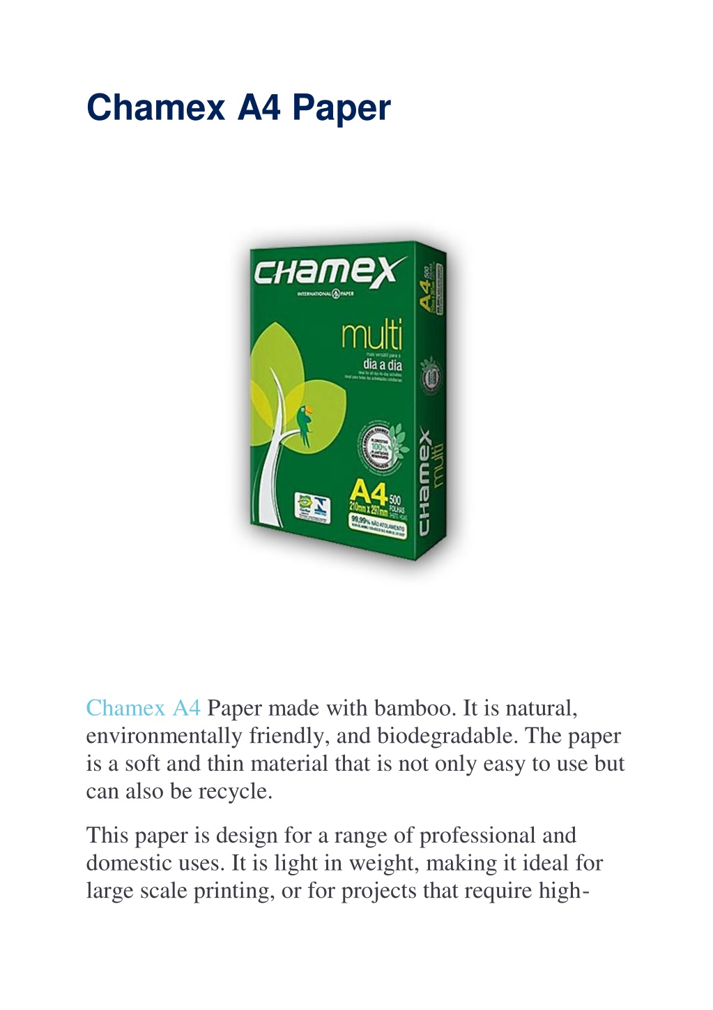 PPT - Chamex A4 Paper PowerPoint Presentation, free download - ID:11794371