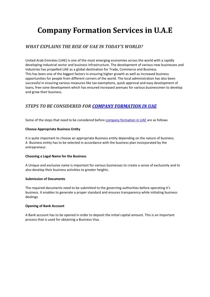 PPT - Company Formation Services in UAE PowerPoint Presentation, free ...