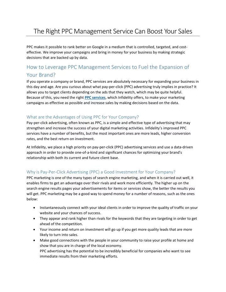 PPT - The Right PPC Management Service Can Boost Your Sales PowerPoint ...