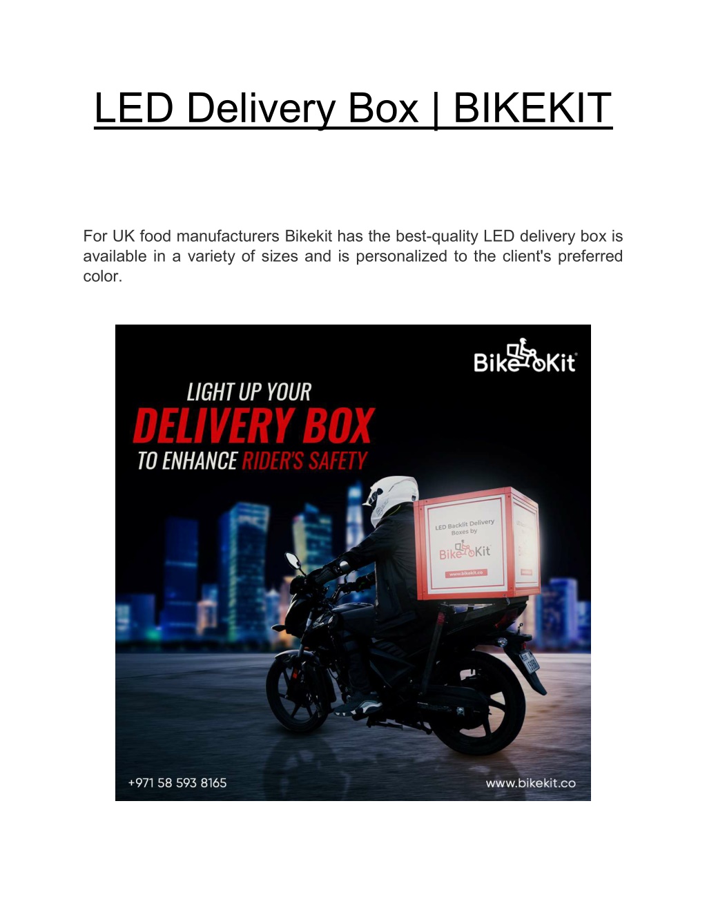 PPT - LED Delivery Box | BIKEKIT PowerPoint Presentation, free download - ID:11800013