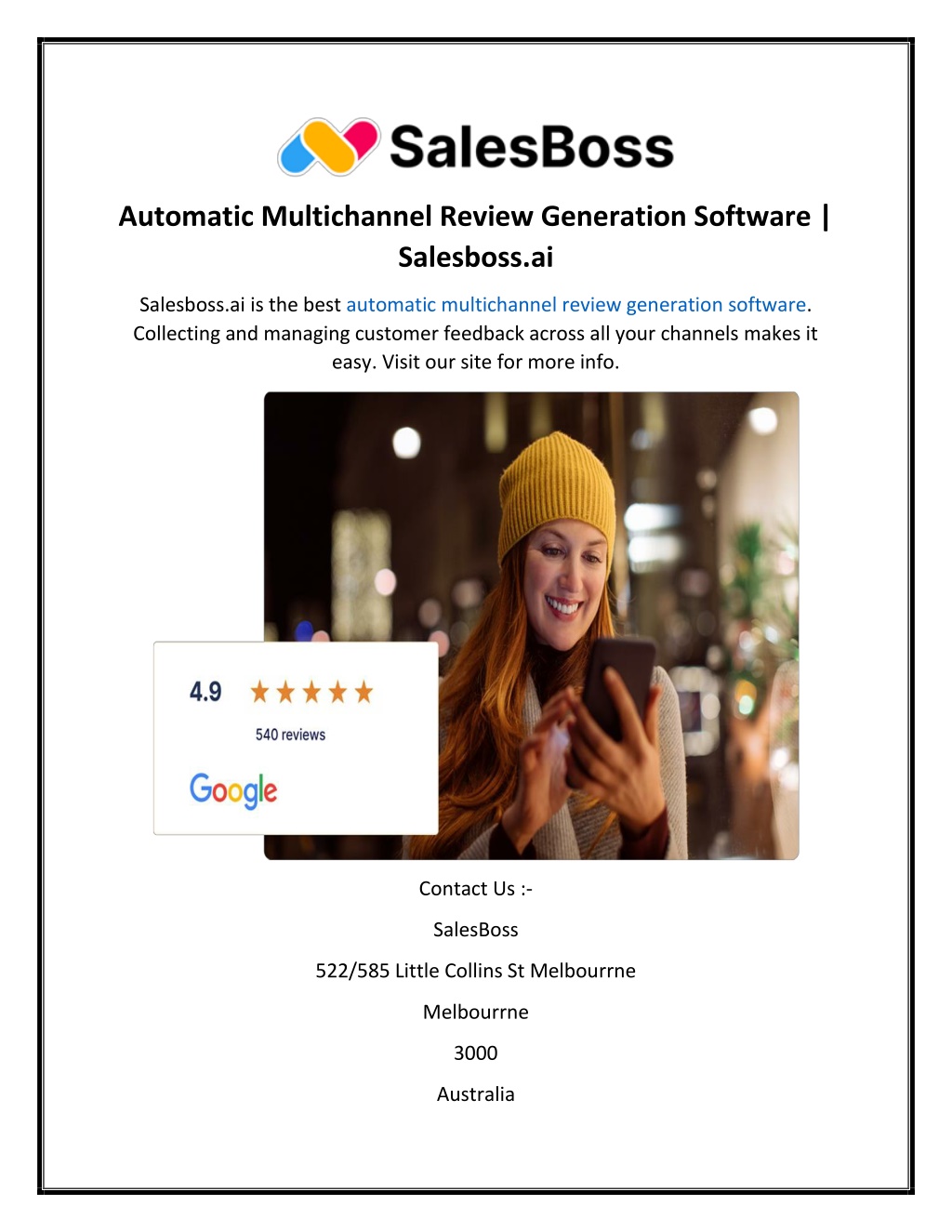 PPT - Automatic Multichannel Review Generation Software Salesboss.ai PowerPoint Presentation ...