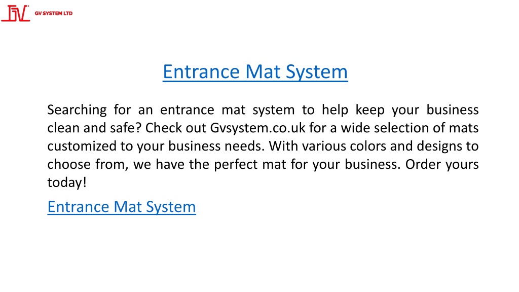 PPT - Entrance Mat System Gvsystem.co.uk PowerPoint Presentation, free ...