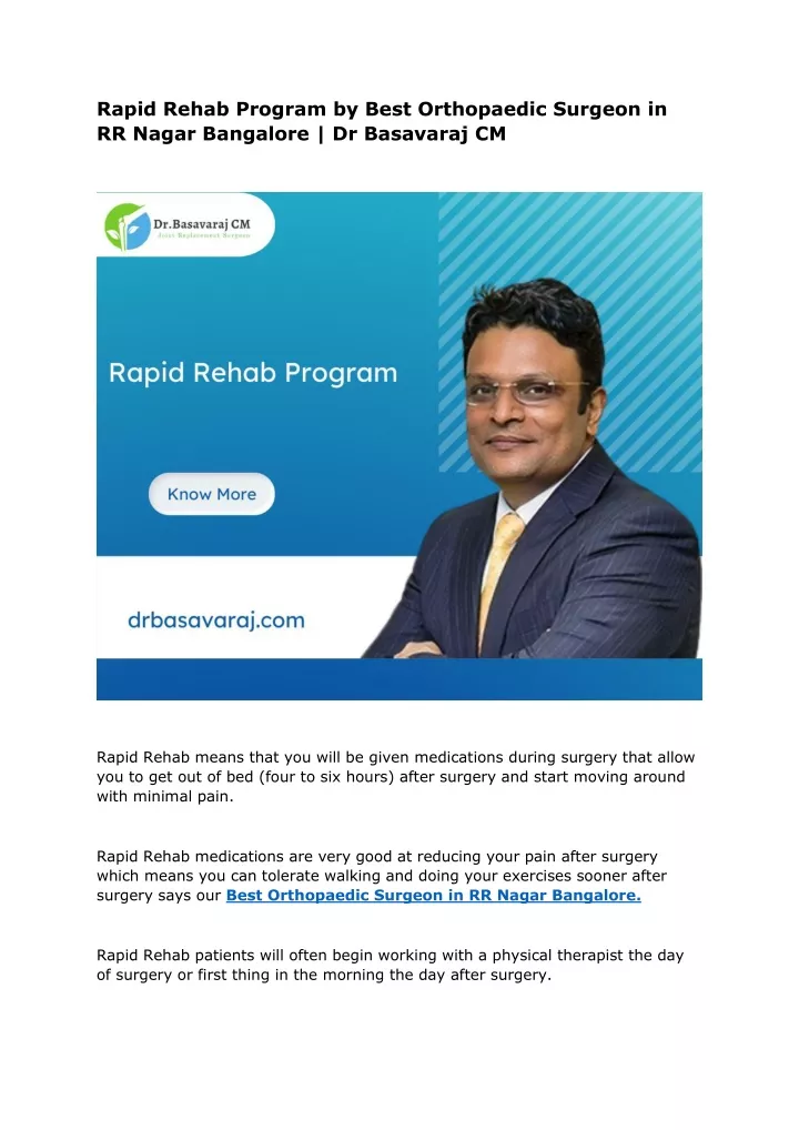 PPT - Rapid Rehab Program by Best Orthopaedic Surgeon in RR Nagar ... PPT - Rapid Rehab Program by Best Orthopaedic Surgeon in RR Nagar ...