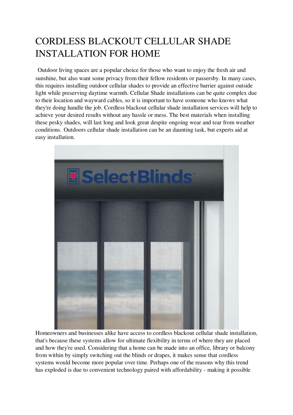 PPT - CORDLESS BLACKOUT CELLULAR SHADE INSTALLATION FOR HOME PowerPoint ...
