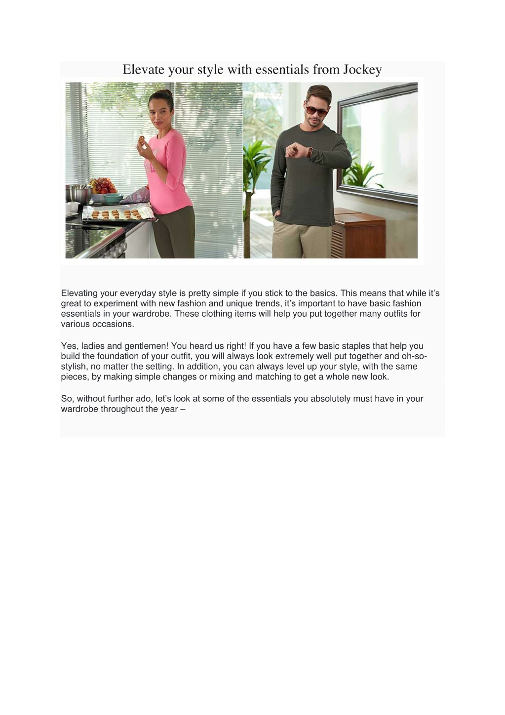 PPT - Elevate your style with essentials from Jockey PowerPoint ...