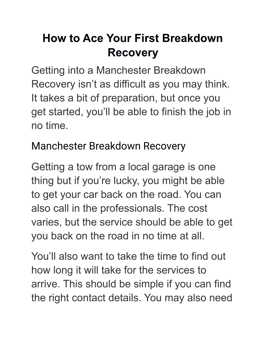 PPT - How to Ace Your First Breakdown Recovery PowerPoint Presentation ...