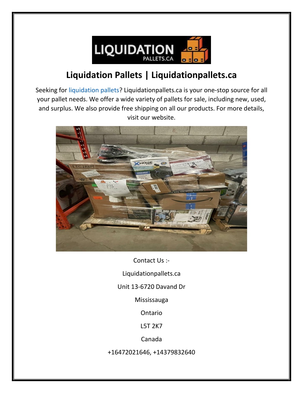 PPT - Liquidation Pallets Liquidationpallets.ca PowerPoint Presentation ...