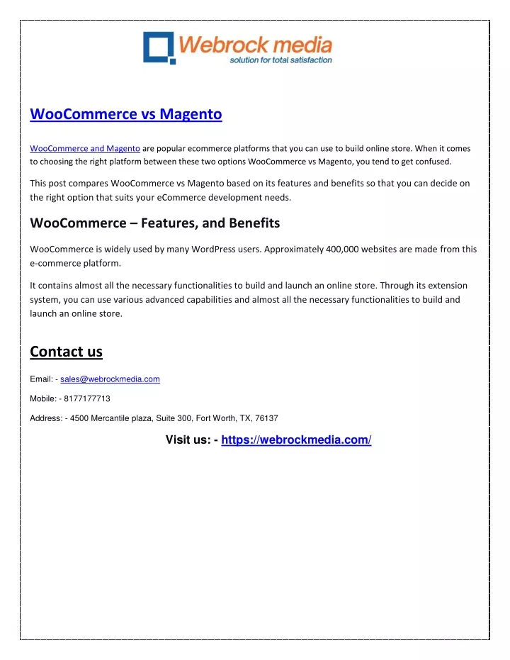 PPT - Webrockmedia WooCommerce vs Magento PowerPoint Presentation, free download - ID:11818163