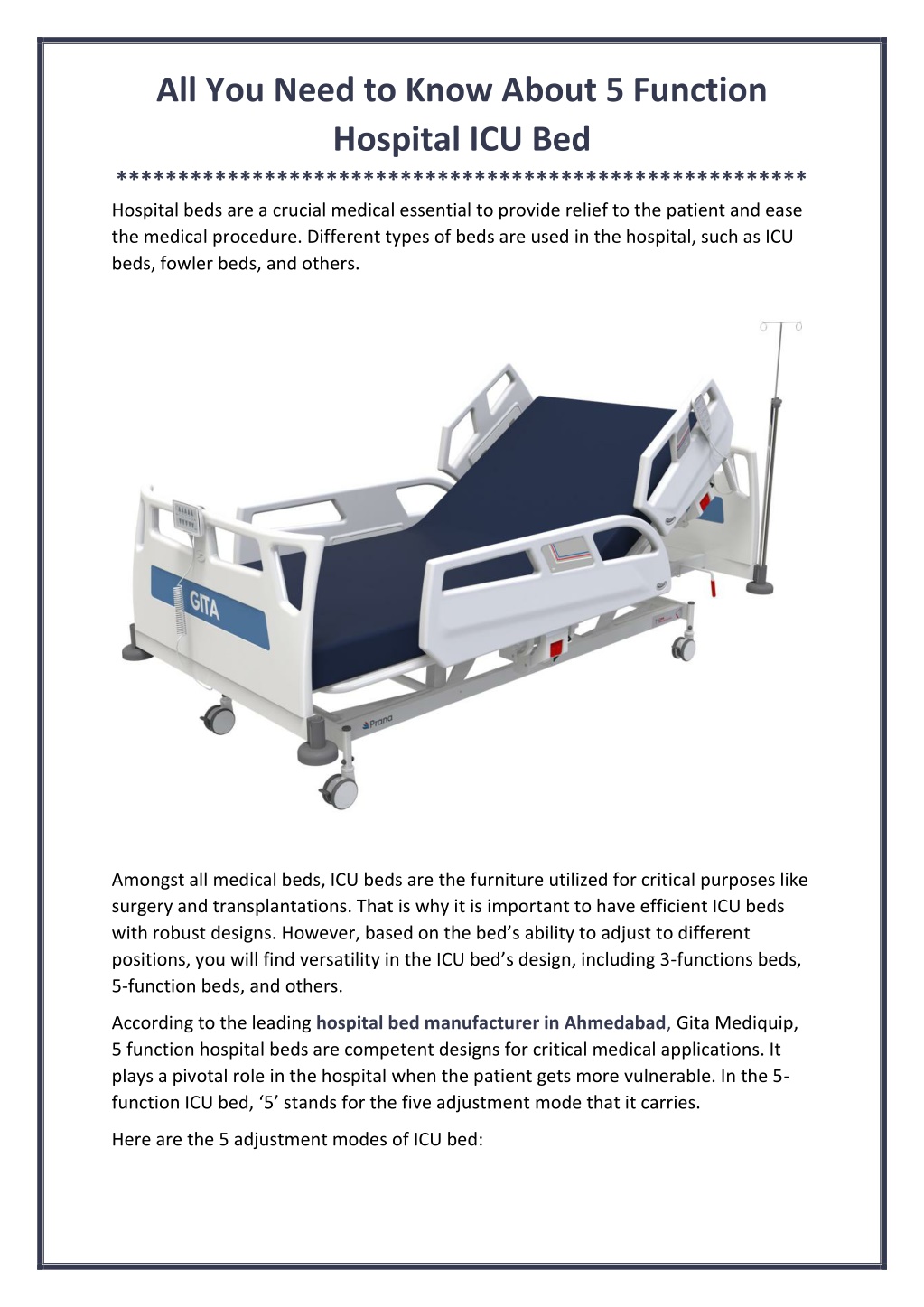 PPT - All You Need to Know About 5 Function Hospital ICU Bed PowerPoint ...