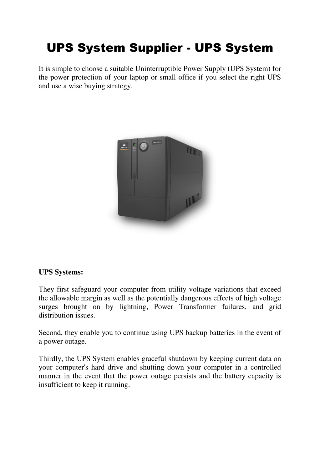 PPT - UPS System Supplier - UPS System PowerPoint Presentation, free ...