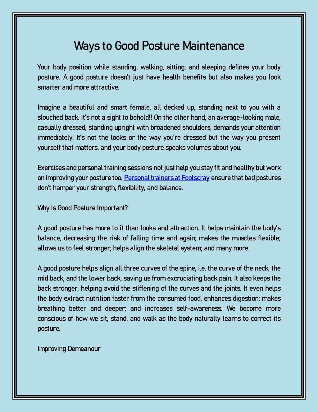 PPT - Ways to Good Posture Maintenance PowerPoint Presentation, free ...
