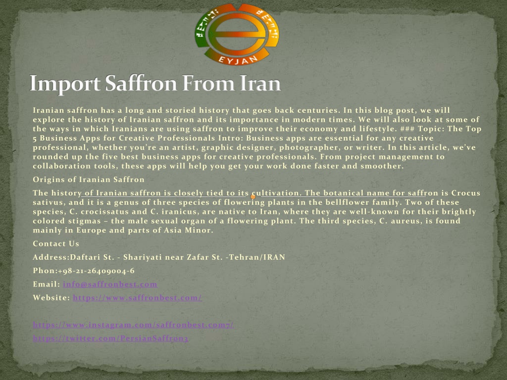 PPT - Import Saffron From Iran PowerPoint Presentation, free download ...