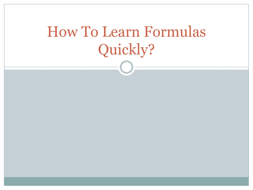 PPT - How To Learn Formulas Quickly PowerPoint Presentation, free ...