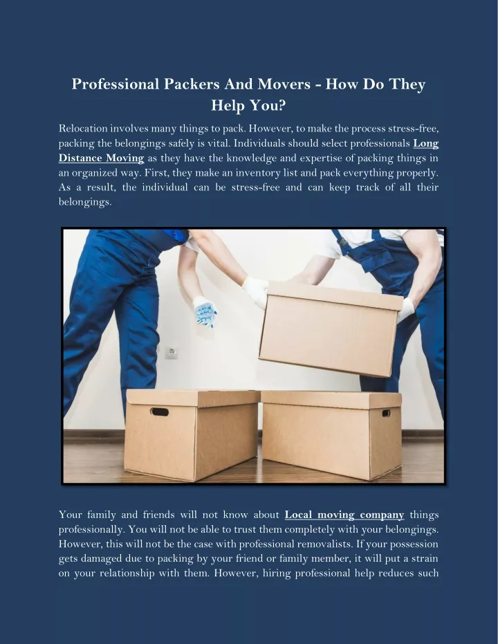PPT - Professional Packers And Movers - How Do They Help You PowerPoint ...